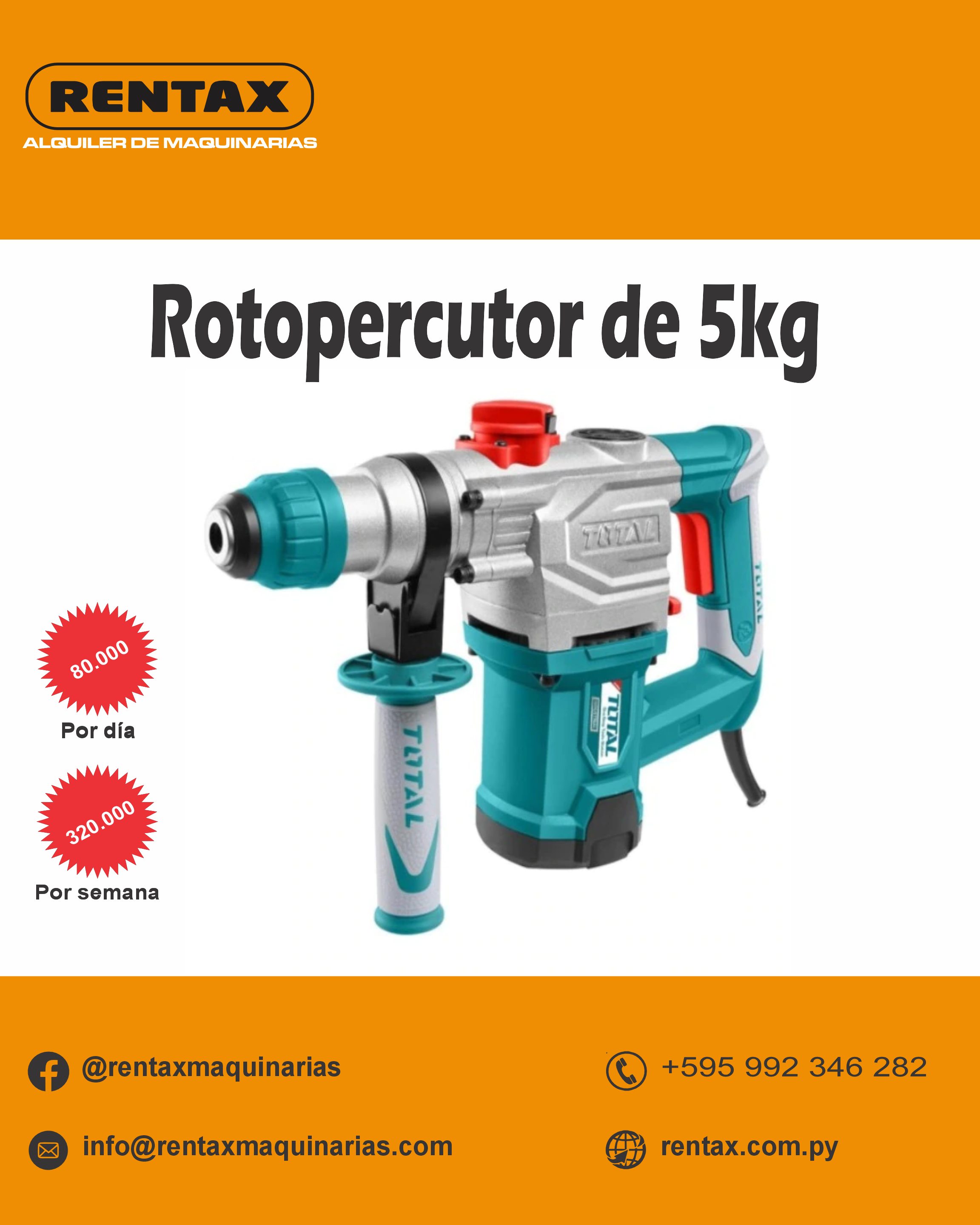 Alquiler de rotopercutor de 5kg Rentax